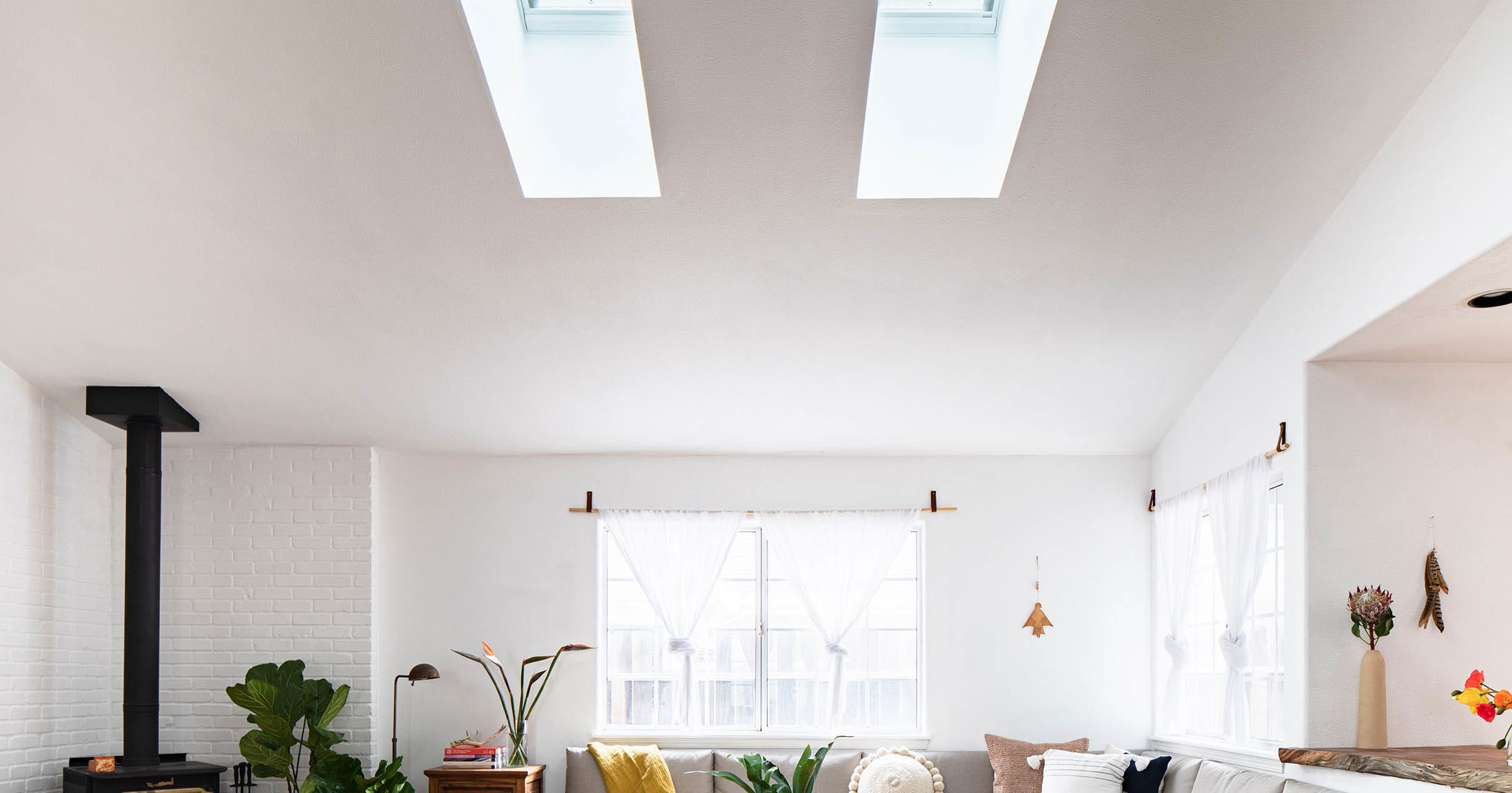 VELUX Skylight Makeover | Skylights transform an open-plan living room